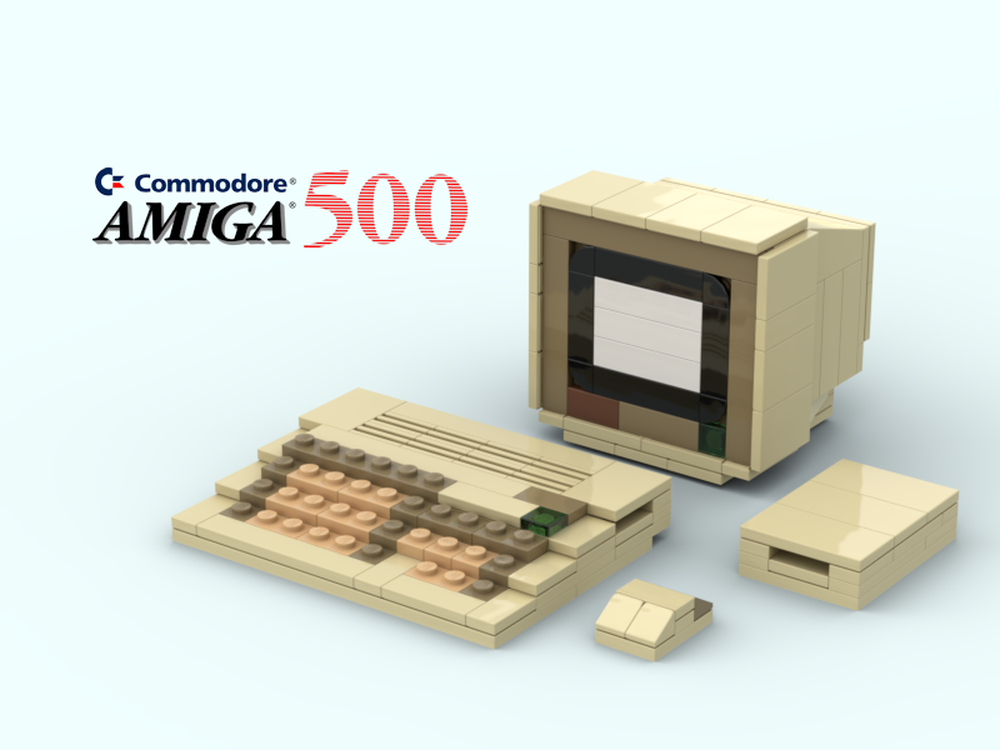 LEGO MOC Commodore Amiga 500 mit Mouse, Monitor 1084 und Floppy A1011 ...