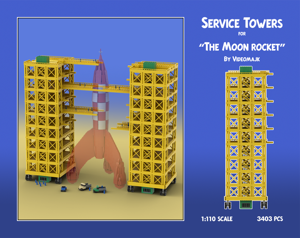 LEGO MOC Service Towers for The Moon Rocket from Tintin's Destination ...