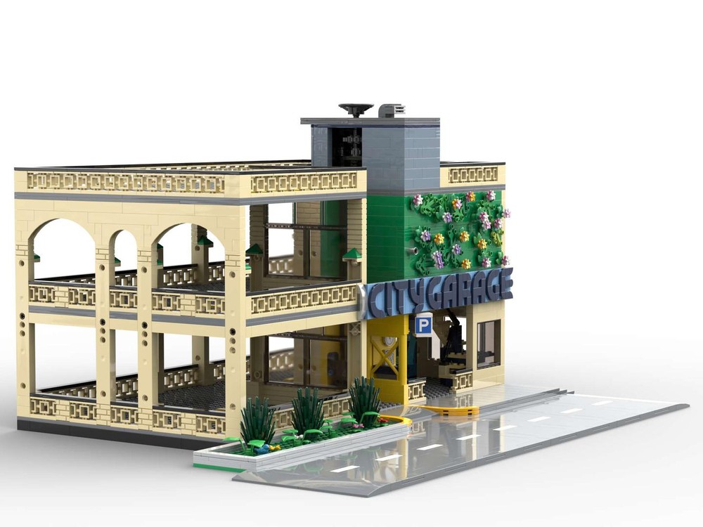 Lego Moc City Garage With Car Elevator By Michir Rebrickable Build