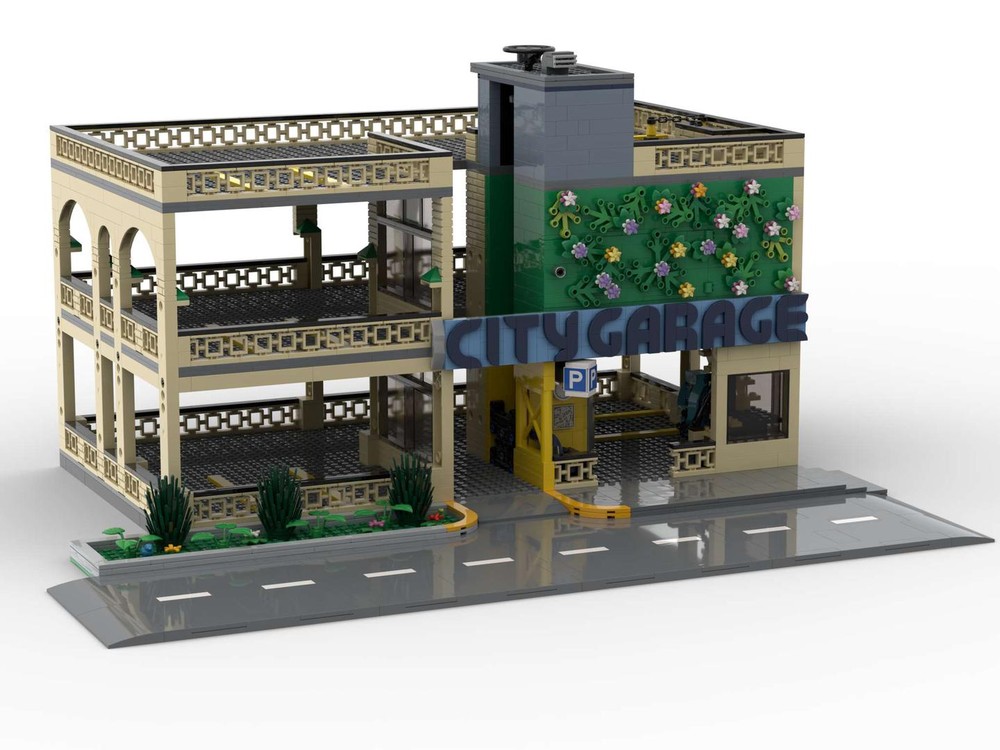 Lego Moc City Garage With Car Elevator By Michir Rebrickable Build