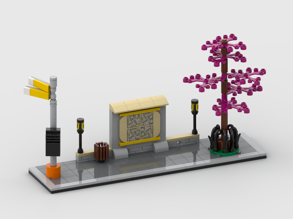 LEGO MOC Modular Corner Bus Stop #2 + City Map| Turn every modular ...