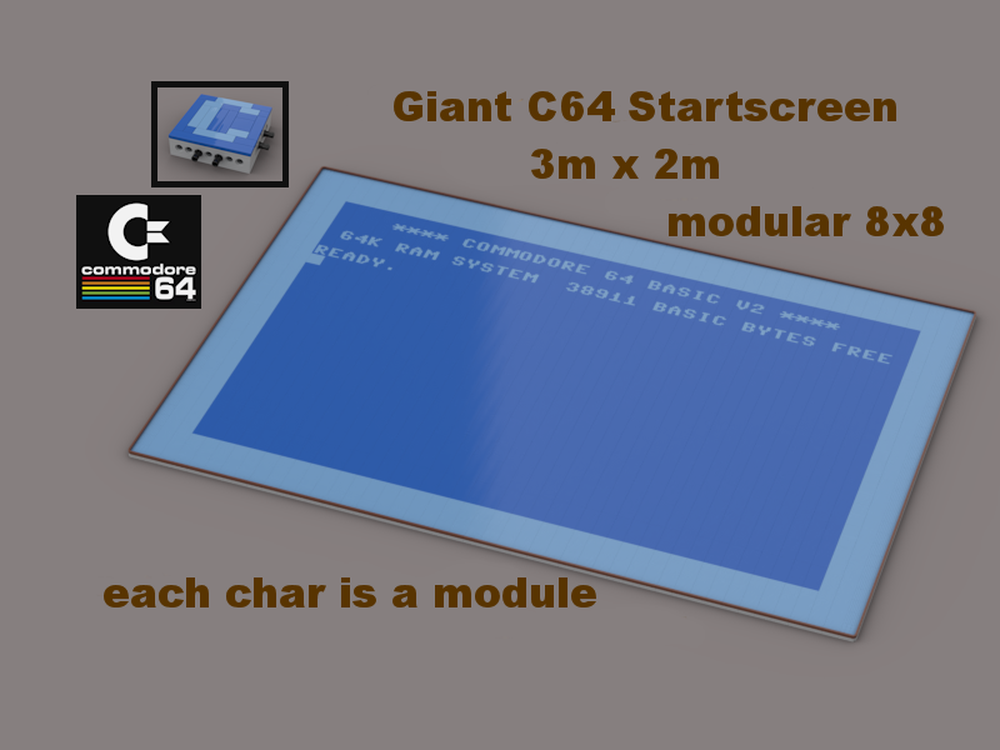 LEGO MOC Giant C64 Startscreen with frame on 8x8 modules / Riesiger C64 ...