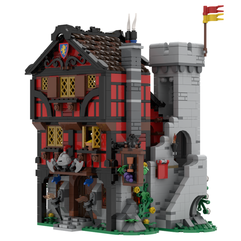 Lego Moc Guarded Inn Medieval Town Square 10332 Modification Castle By Dream Build Bricks