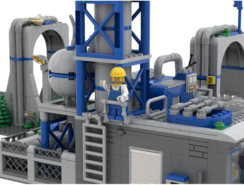 LEGO MOC Industrial Building Bio Reactor at Train Tracks | City ...