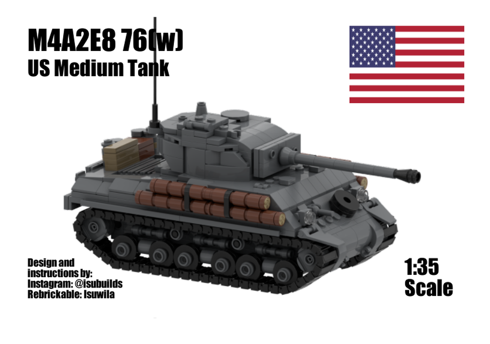 LEGO MOC M4A2E8 Sherman by Isubuilds | Rebrickable - Build with LEGO