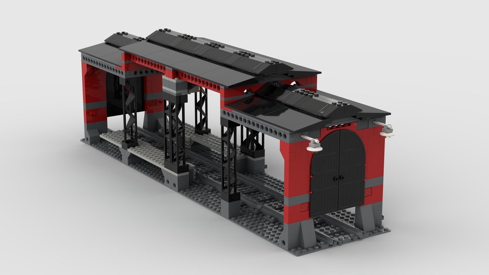 Lego Moc 10027 Train Engine Shed Center Module By Friggityfrag7