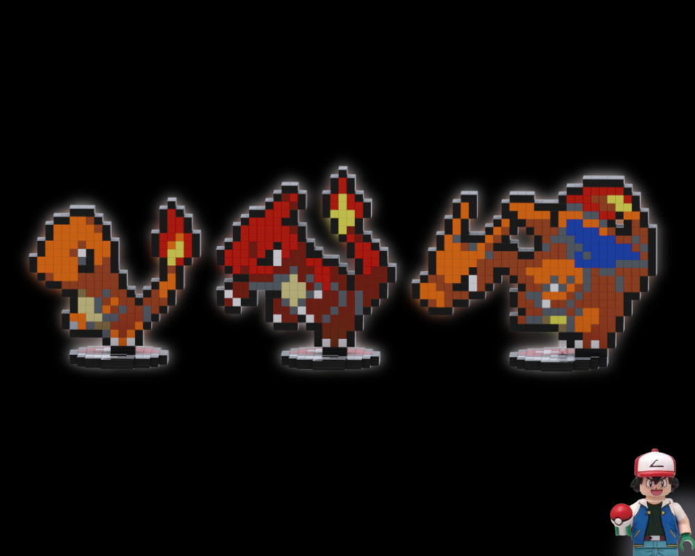 LEGO MOC Charmander, Charmeleon & Charizard - Pixel Art Display by ...