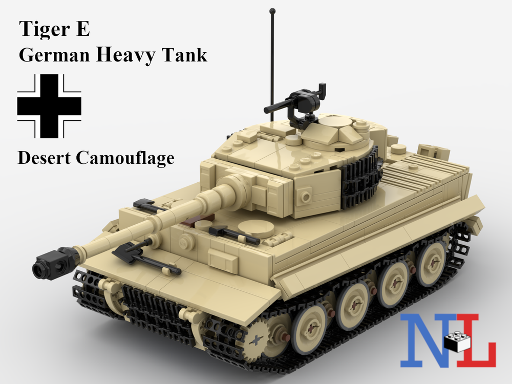 LEGO MOC WW2 Tiger E German Tank V2 Desert by NLBricks | Rebrickable ...