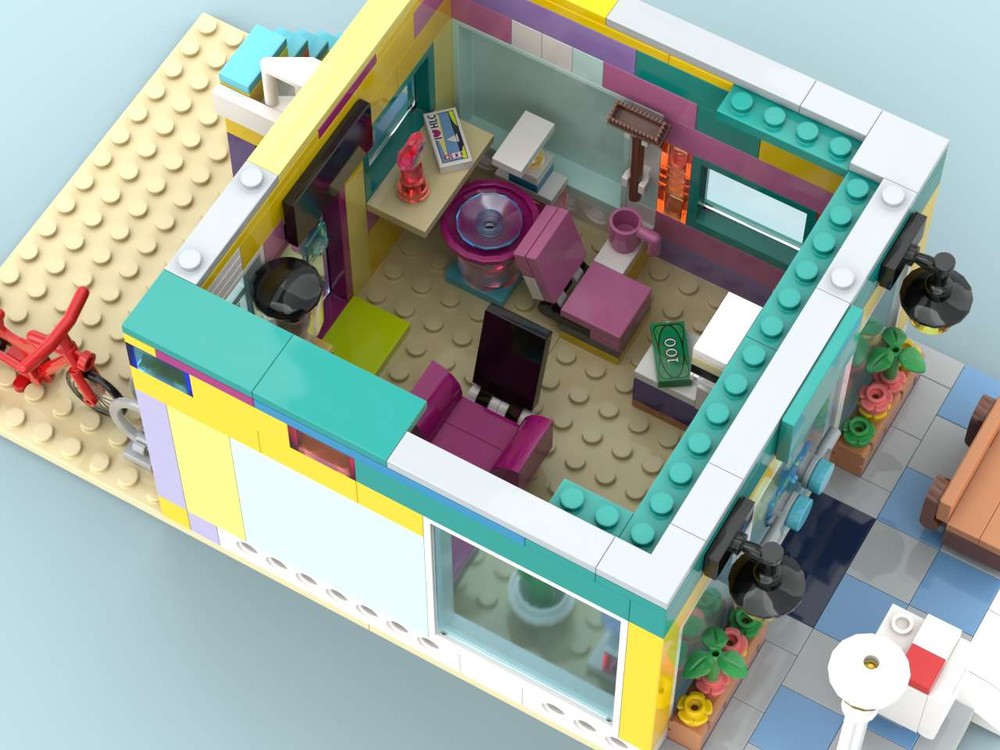 LEGO MOC Spanish market with duplex apartment, Salon, and Skatepark ...