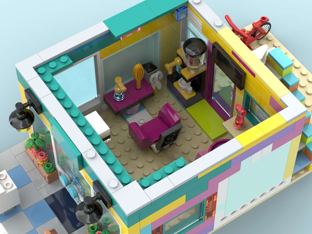 LEGO MOC Spanish market with duplex apartment, Salon, and Skatepark ...