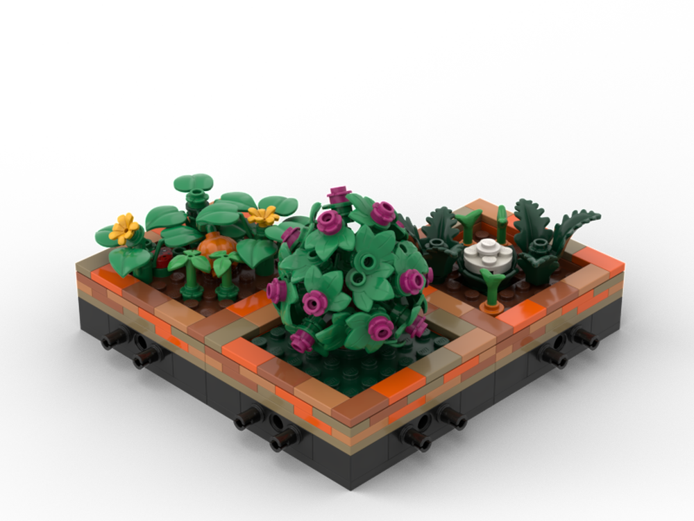 LEGO MOC Modular Park/Garden - pumpkin, rosebush, chard and cauliflower ...