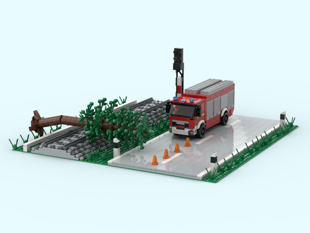 LEGO MOC Feuerwehr Diorama Eisenbahn MAN Fire Truck Train by BK Brick ...