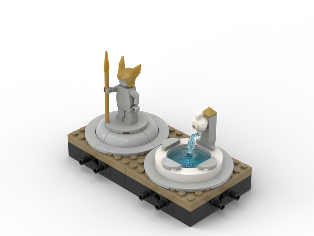 LEGO MOC Modular Park/Garden - statue with spear, well with outlet by ...