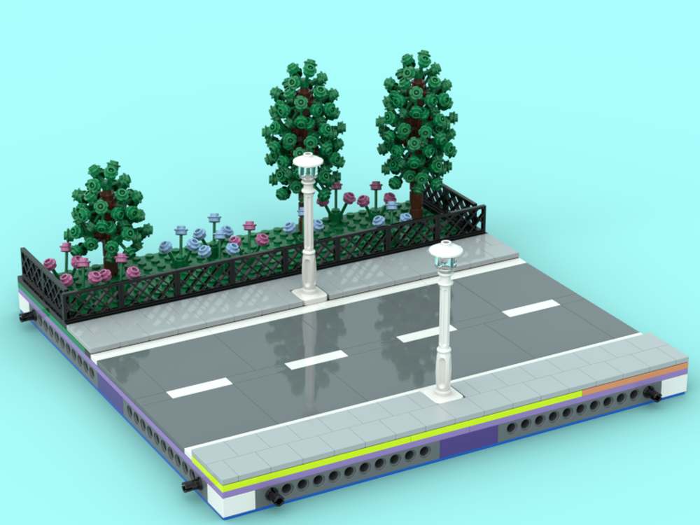 LEGO MOC Baseplate module Straight road by Mr_Minifigure | Rebrickable ...