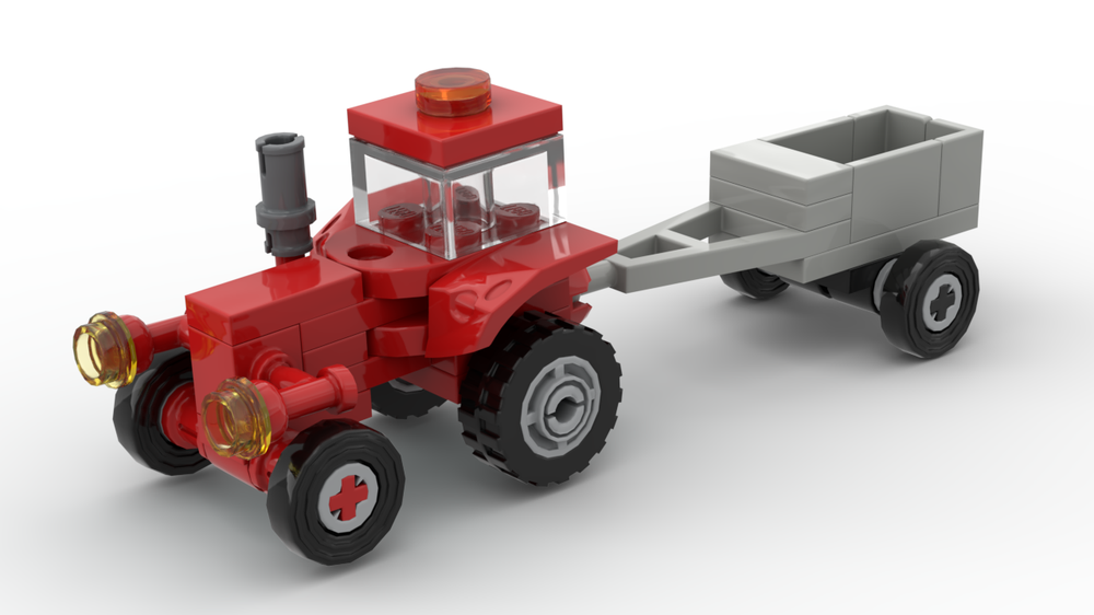 LEGO MOC Tiny red tractor with trailer by Slarty | Rebrickable - Build ...