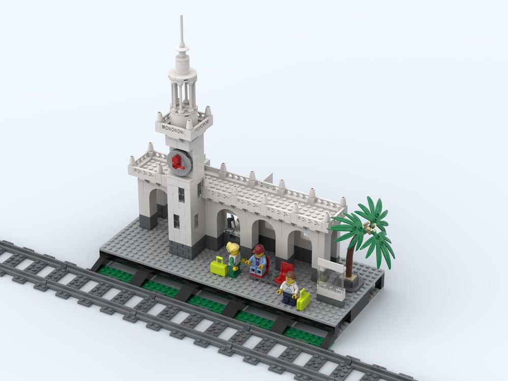 LEGO MOC Train Station with Clock Tower by pink0d | Rebrickable - Build ...