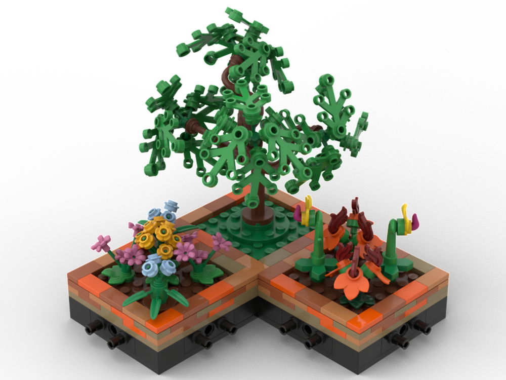 LEGO MOC Modular Park/Garden - big flowers, willow tree and exotic ...