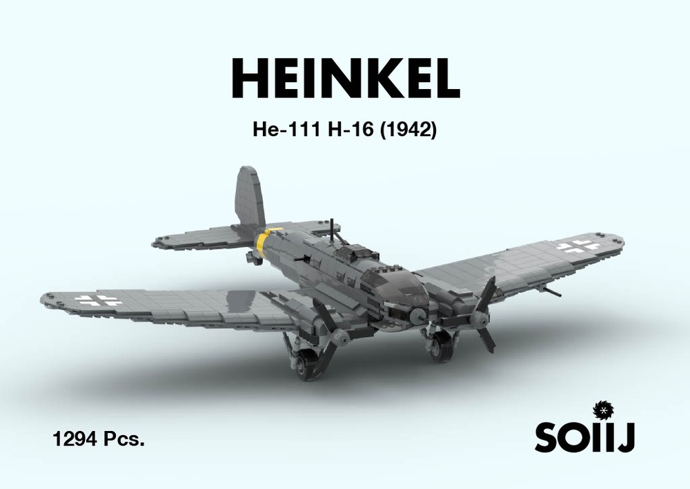 LEGO MOC Heinkel He-111 H-16 (1942) - twin engine bomber 1:35 by Soiij ...