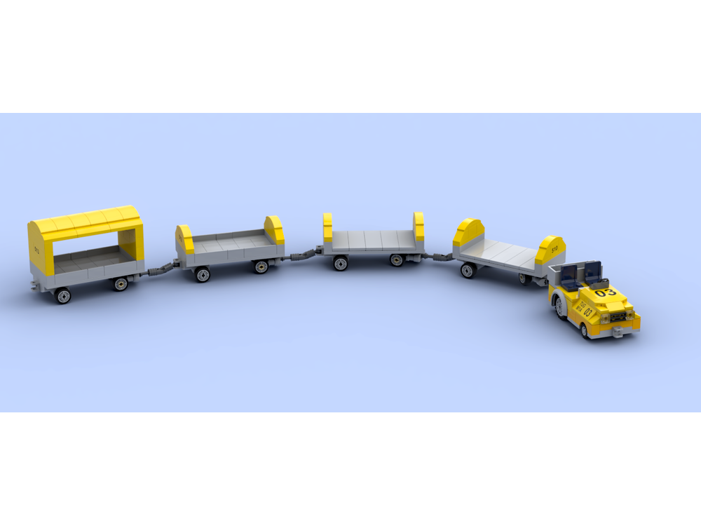 Lego Moc Airport Tug With Luggage Carts By Mshenn Rebrickable Build