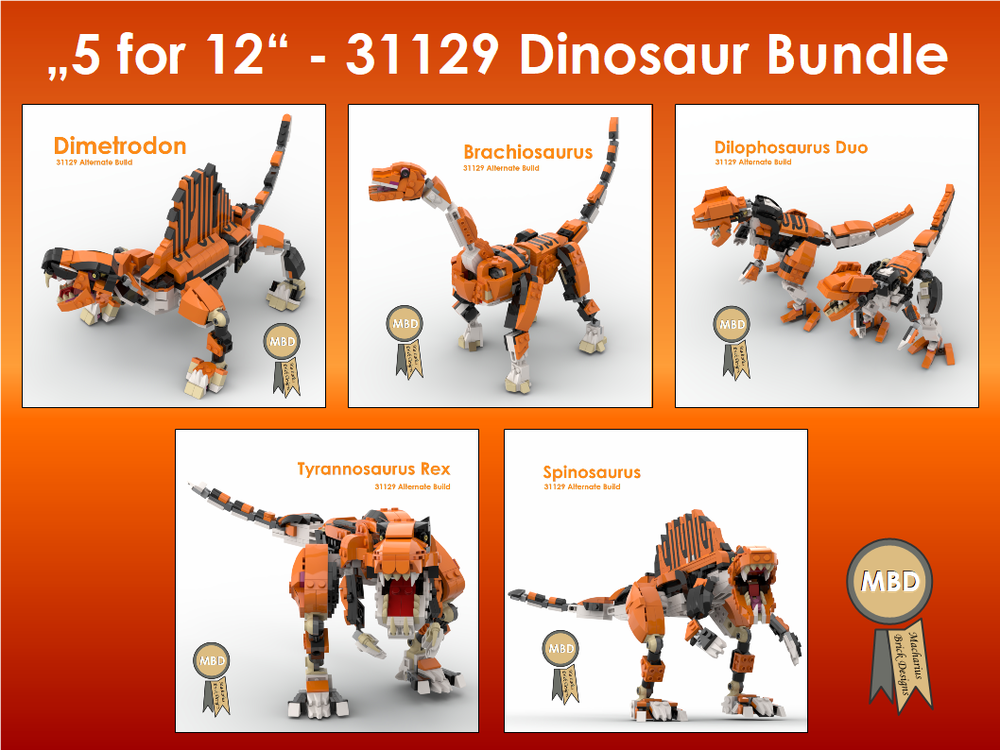 LEGO MOC "5 for 12", 31129 Dinosaur Alternate Build Bundle by Macharius ...