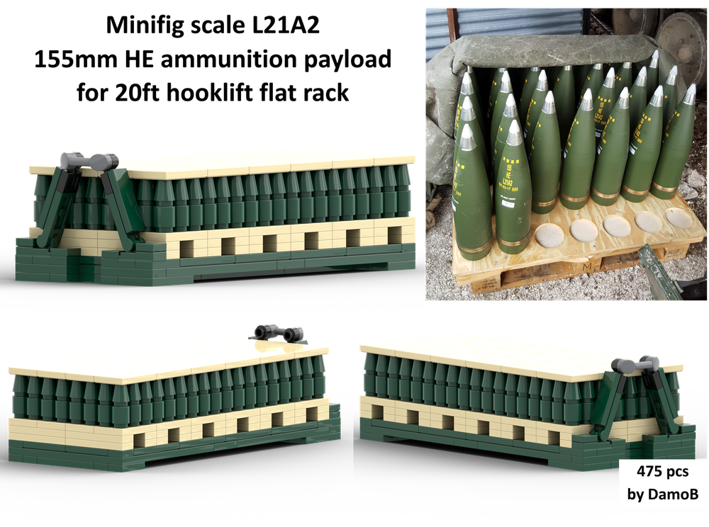 LEGO MOC PLS v1 hooklift 20ft flatrack 155mm ammunition payload by ...