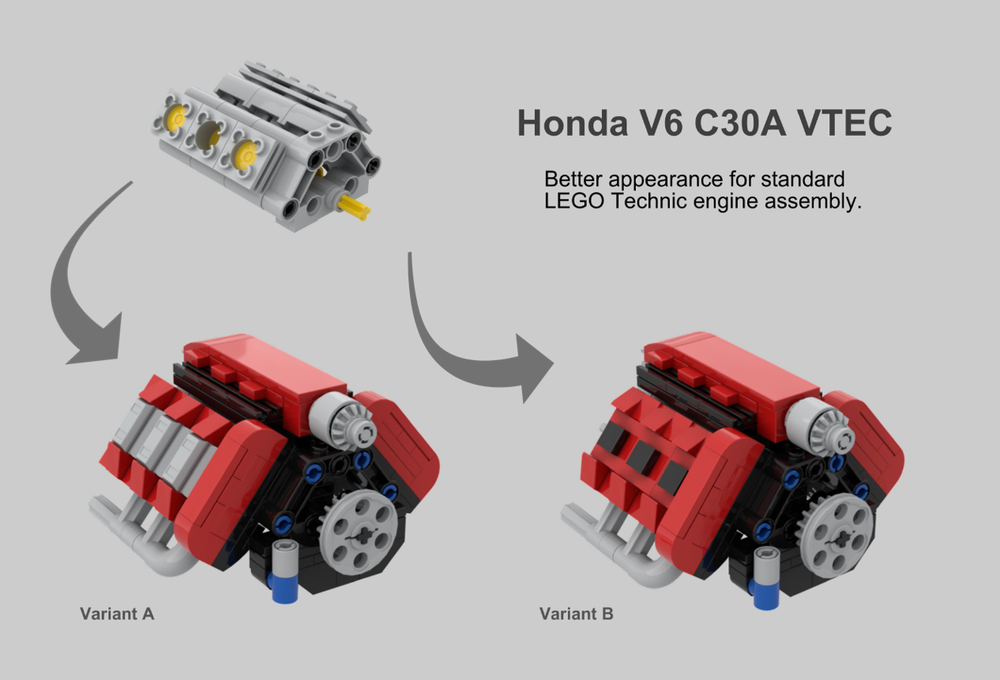 LEGO MOC Honda V6 C30A VTEC by Romanista | Rebrickable - Build with LEGO