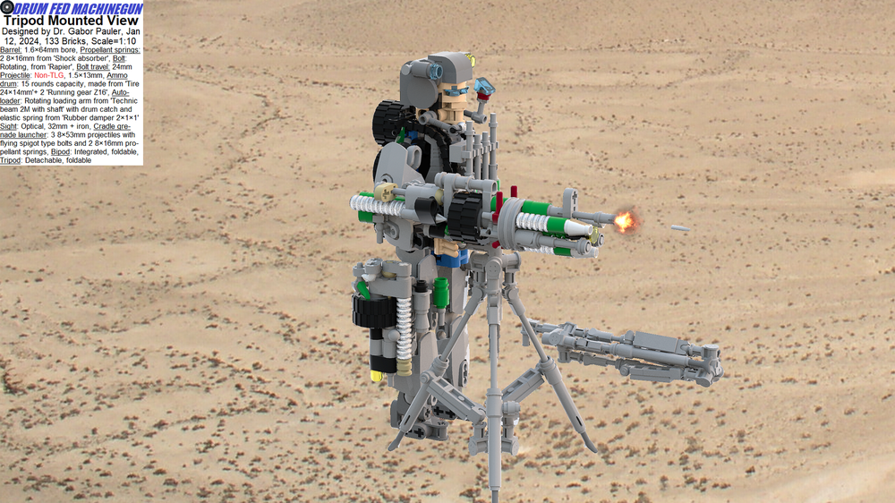LEGO MOC Spring Shooting Scale=1:10 - 15.4mm drum fed machinegun ...