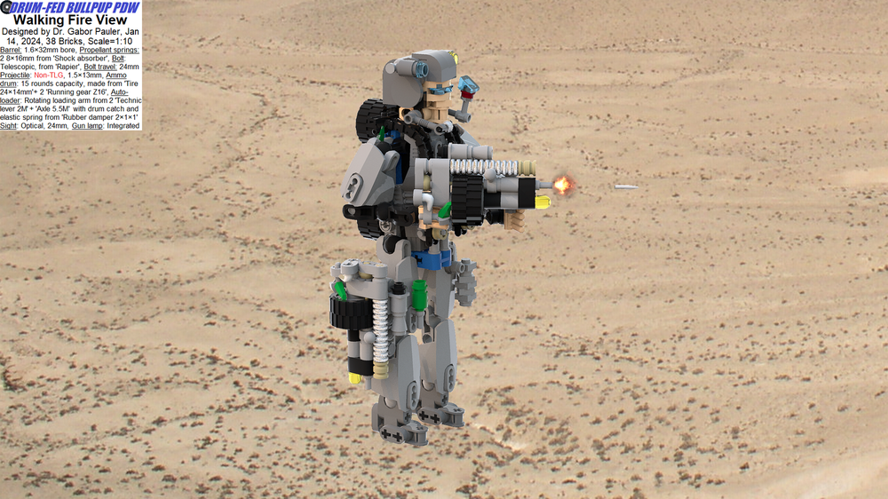 LEGO MOC-184582 Spring Shooting Scale=1:10 - 15.4mm drum fed PDW ...