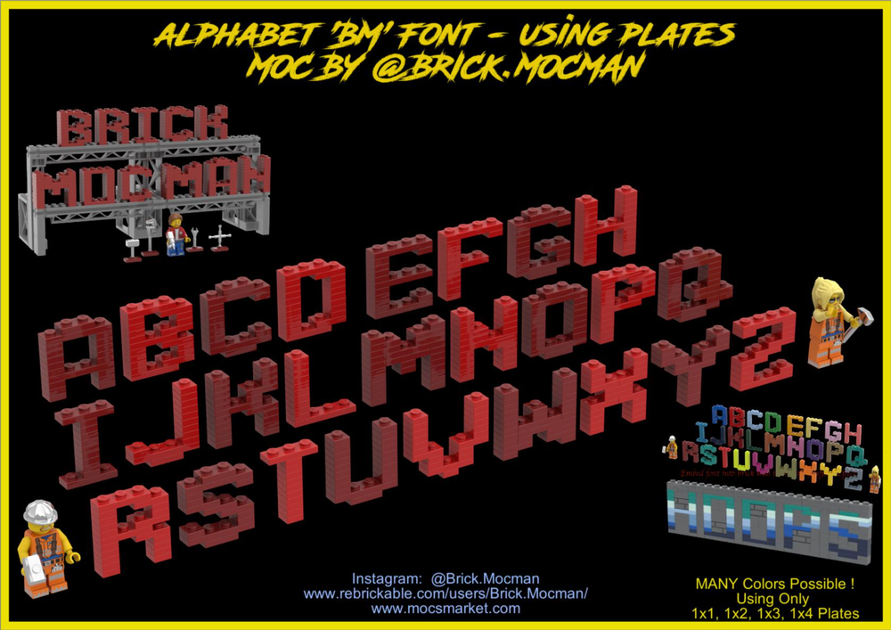 LEGO MOC Alphabet Font - Using Plates (FREE) by Brick.Mocman ...