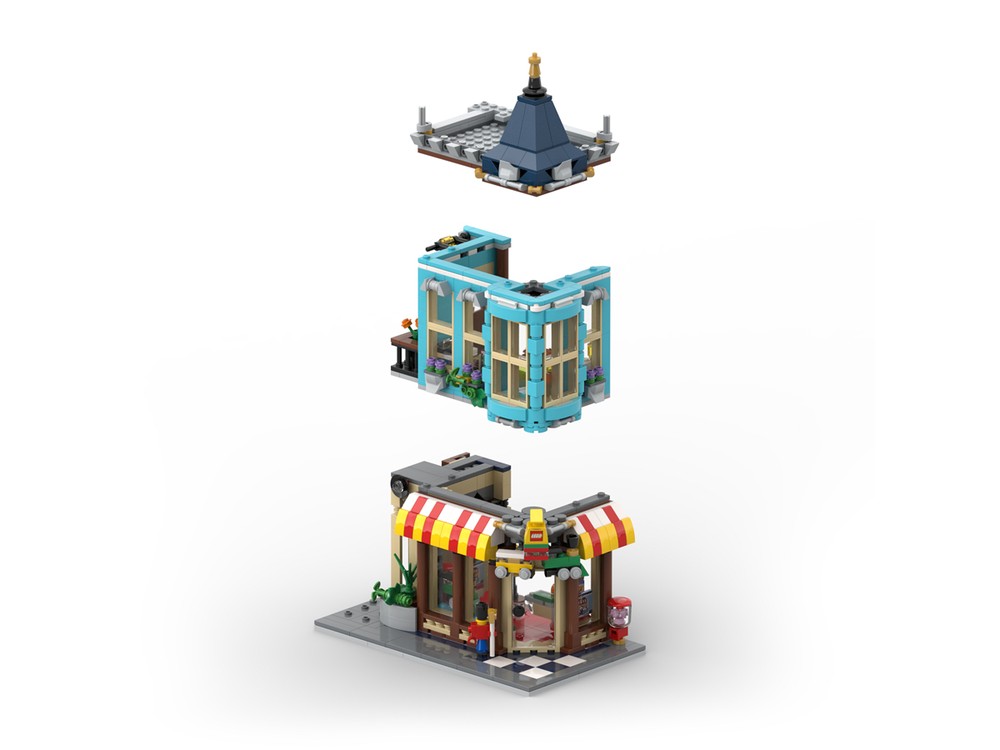Lego Moc Townhouse Toys Store By Brickative Rebrickable Build With Lego