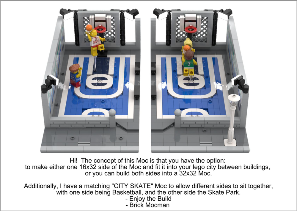 LEGO MOC City Hoops - Half Court Basketball - 16x32 Baseplate Splitable ...