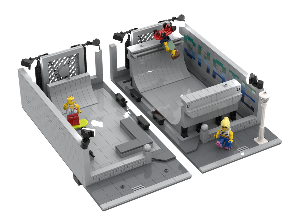 LEGO MOC City Skate - Halfpipe and Street - 16x32 Baseplate Splitable ...