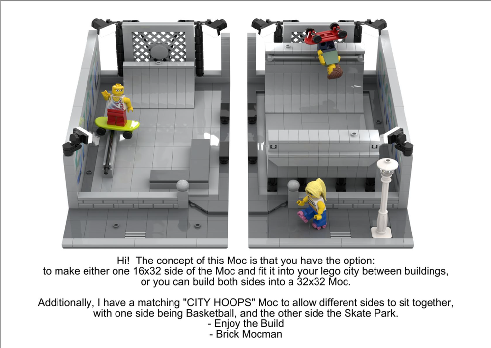 LEGO MOC City Skate - Halfpipe and Street - 16x32 Baseplate Splitable ...