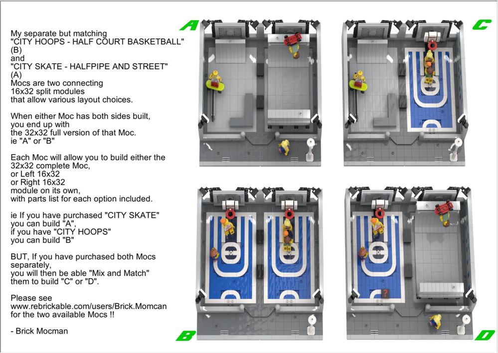 LEGO MOC City Skate - Halfpipe and Street - 16x32 Baseplate Splitable ...