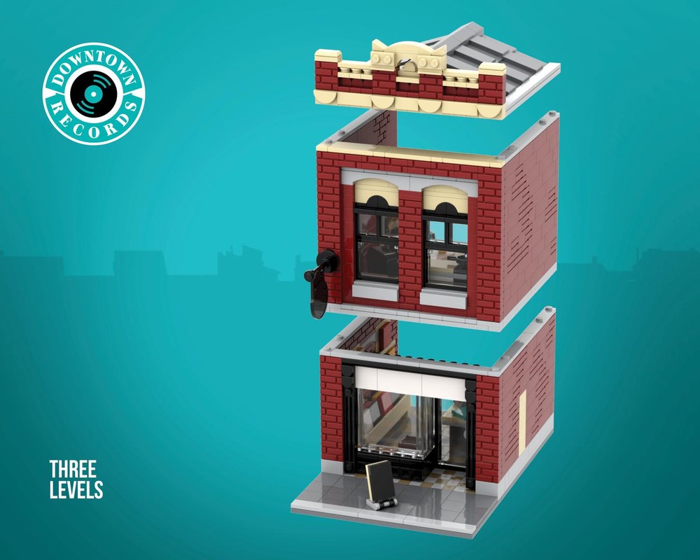 Lego Moc Downtown Records By Harrisbricks Rebrickable Build With Lego