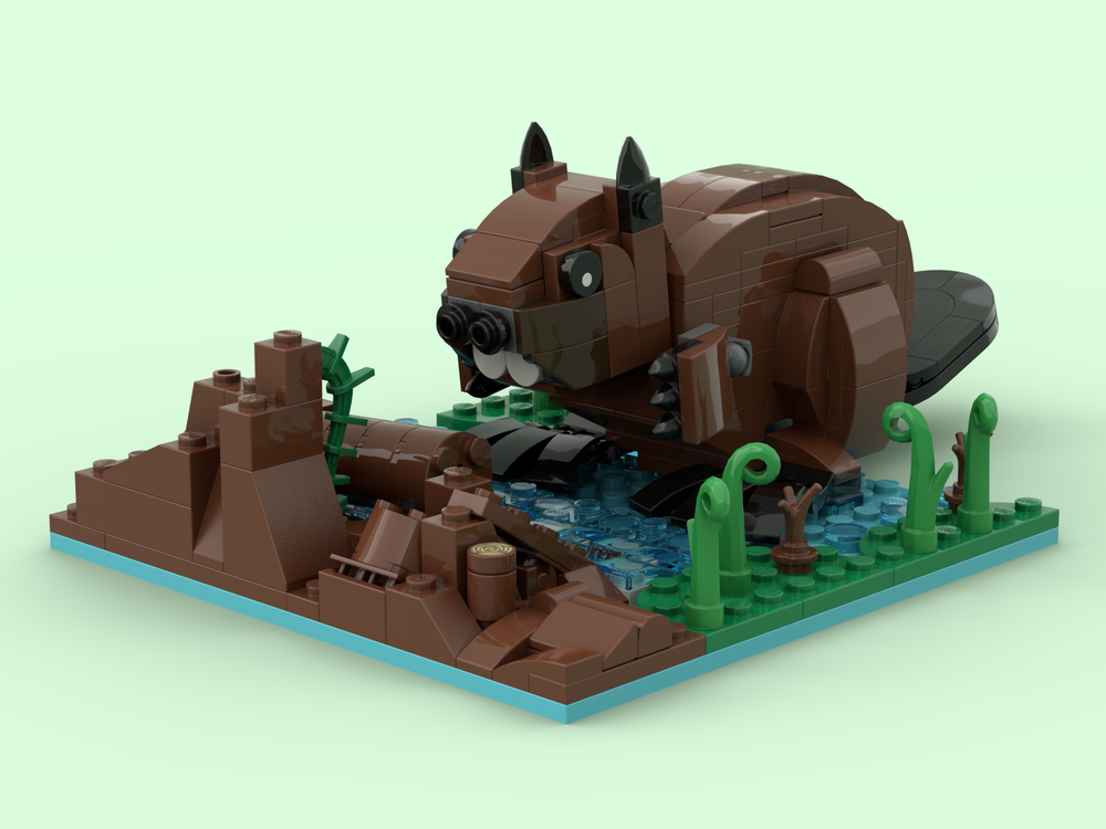 LEGO MOC Beaver with Display Base by DocBlock | Rebrickable - Build ...