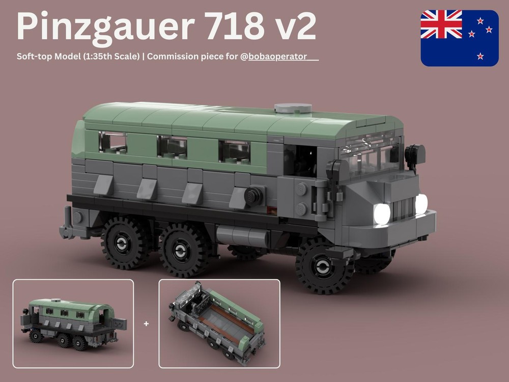 LEGO MOC Pinzgauer 718 6x6 (1:35th Scale) | Soft-top Model by Zaturon ...