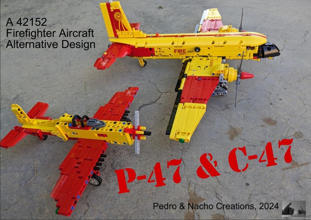 LEGO MOC C-47 Skytrain & P-47 Thunderbolt (42152 Firefighter Aircraft ...