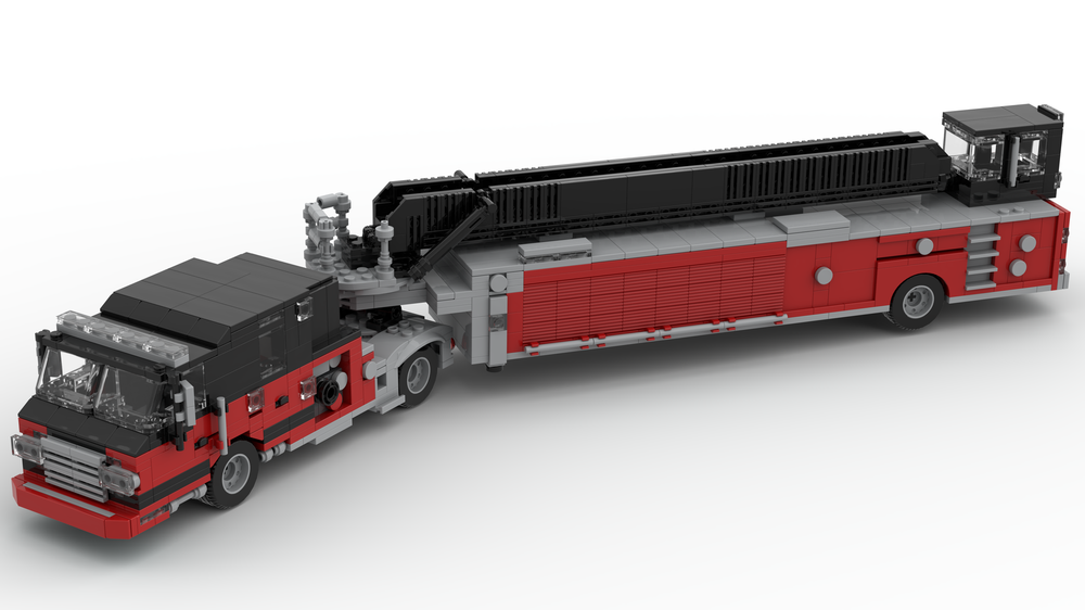 LEGO MOC Fire & Rescue 107 Black Heavy-Duty Tiller Aerial Ladder by ...