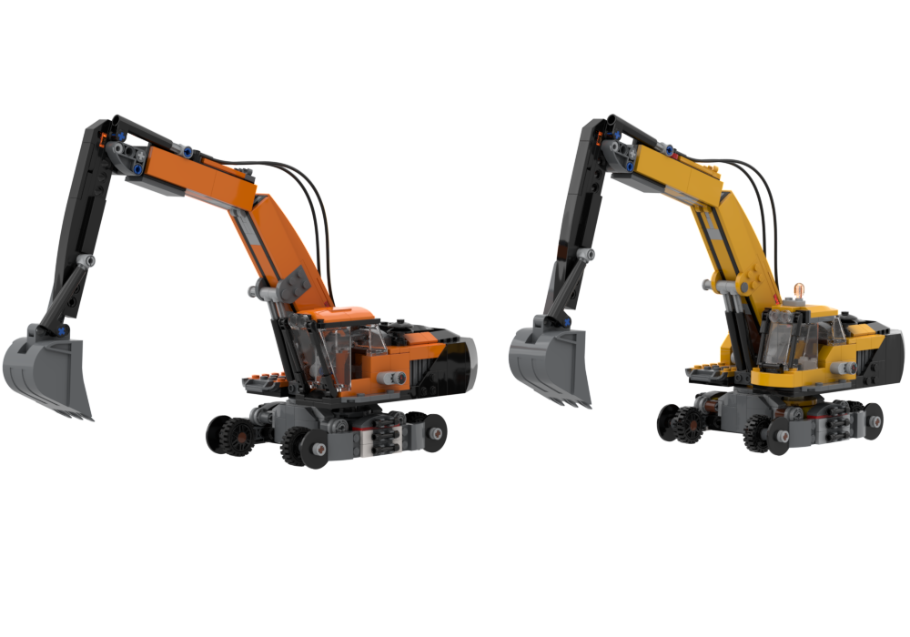 LEGO MOC Orange Construction Excavator by OrchardBuilds | Rebrickable ...