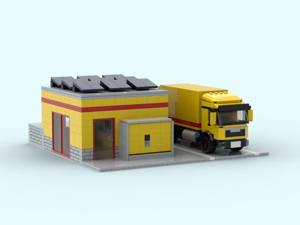 LEGO MOC DHL Station mit LKW MAN Truck Post Diorama by BK Brick Design ...