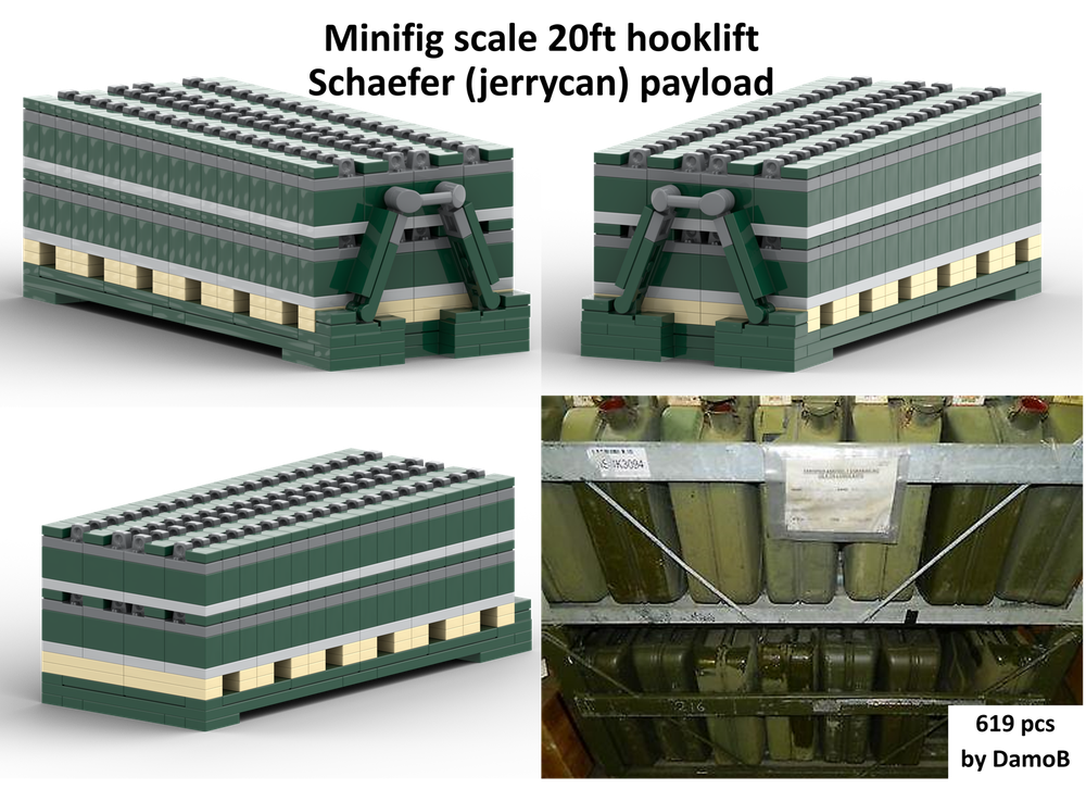 LEGO MOC Minifig scale 20ft hooklift flat rack with Schaefer payload by ...