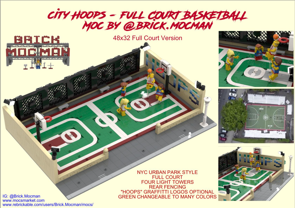 LEGO MOC City Hoops - Full Court Basketball - 48x32 Baseplate by Brick ...