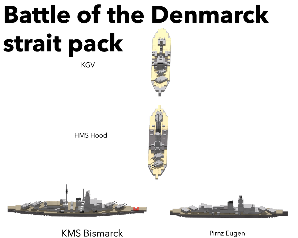 LEGO MOC Battle of the Denmark strait pack(Bismarck, Prinz Eugen ...