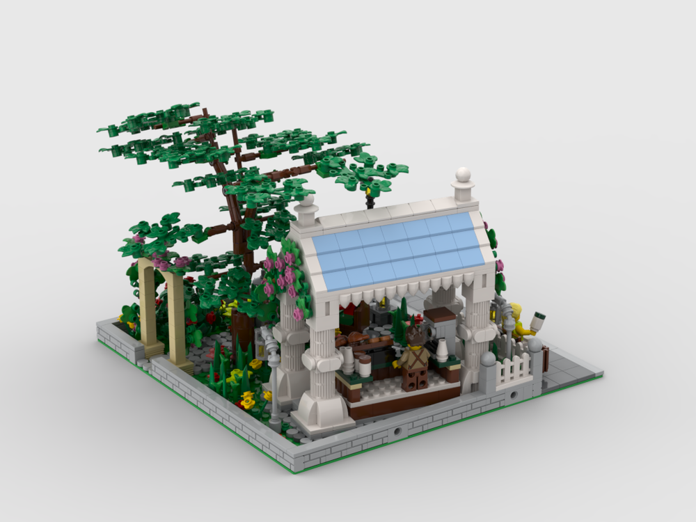 Lego Moc Modular Garden With Coffee Shop By Gabizon Rebrickable