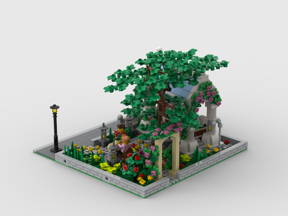 Lego Moc Modular Garden With Coffee Shop By Gabizon Rebrickable
