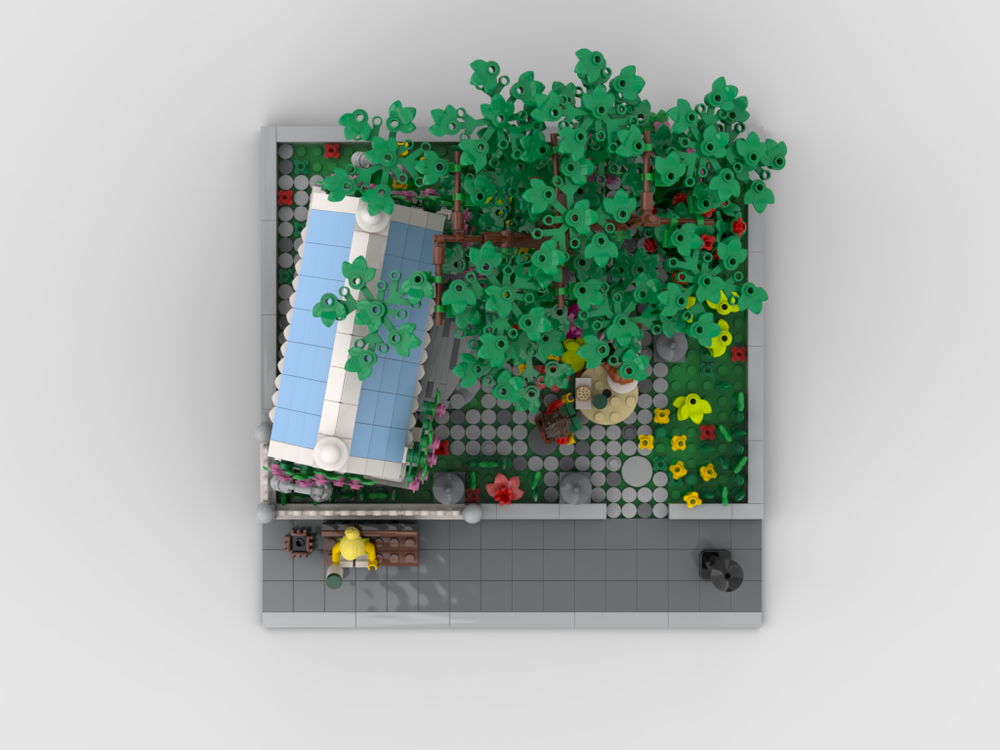 Lego Moc Modular Garden With Coffee Shop By Gabizon Rebrickable
