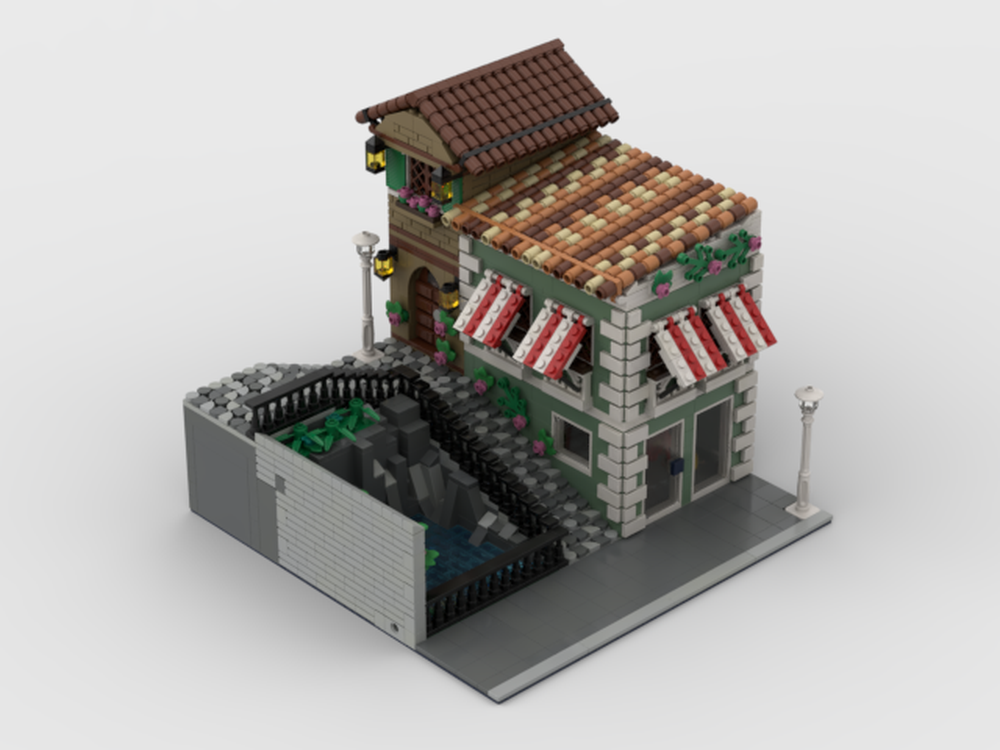LEGO MOC Italian LEGO Modular with Bike Shop, Wine Cellar & Peaceful ...