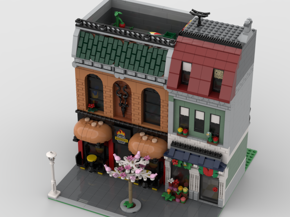LEGO MOC Modular Burger House & Florist by Dioxity | Rebrickable ...