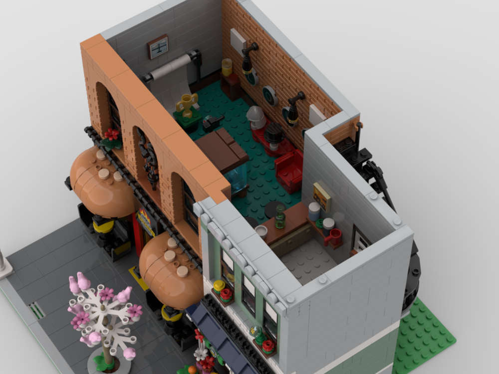 Lego Moc Modular Burger House And Florist By Dioxity Rebrickable
